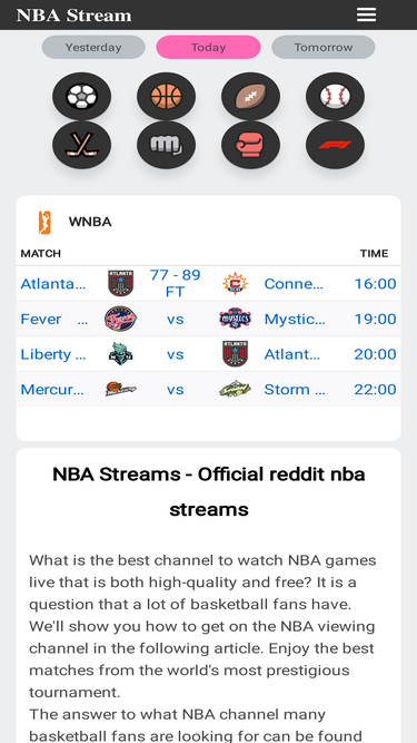 Nba stream sites store
